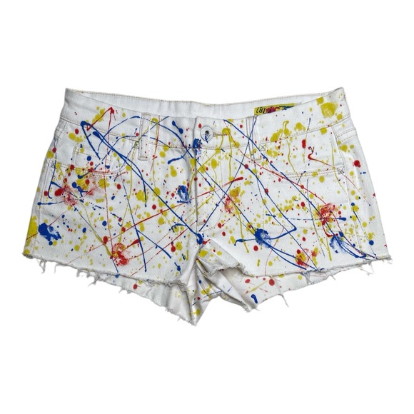 Blank NYC | Shorts | Blank Paint Splatter On White Denim Cut Off Shorts ...